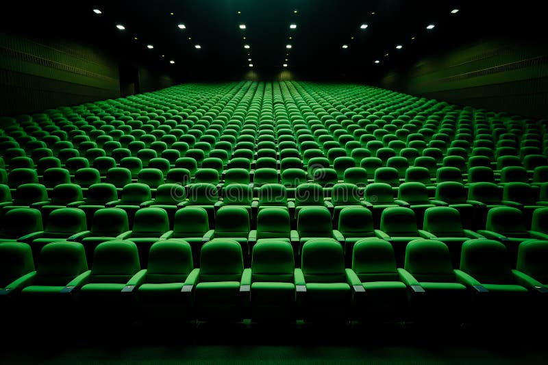 Rows of Green Seats in a Theater. Generative AI Stock Illustration ...