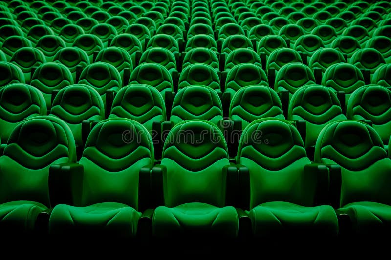 Rows of Green Seats in a Theater. Generative AI Stock Illustration ...