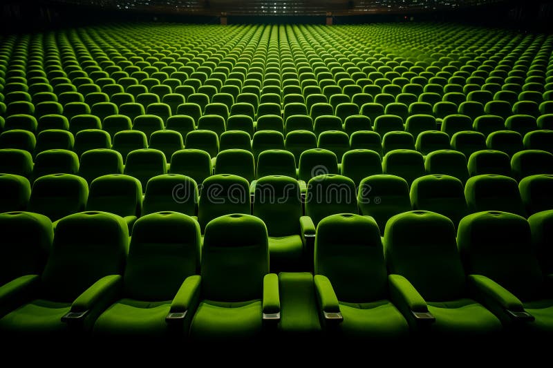 Rows of Green Seats in a Theater. Generative AI Stock Illustration ...