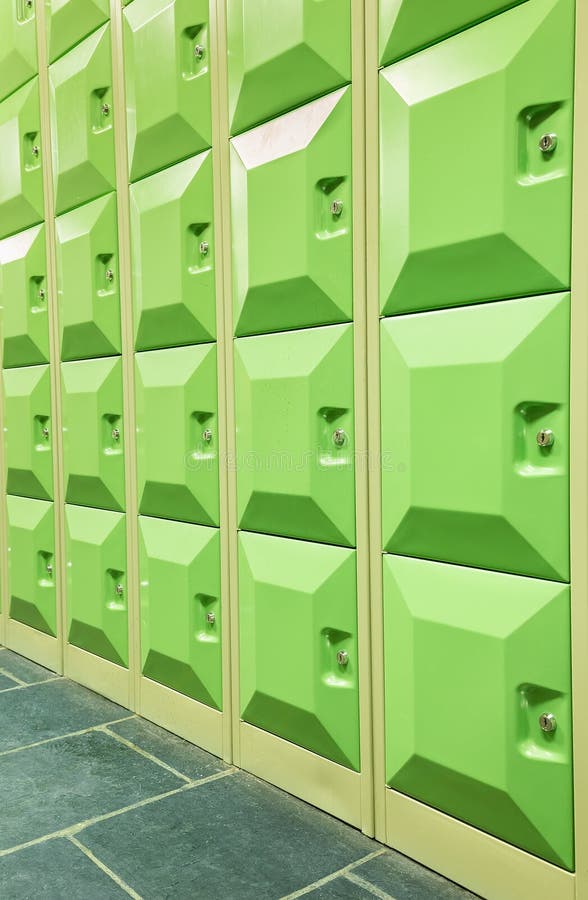 Rows of Green Student Lockers in Hall of School Stock Photo - Image of locker, passage: 137725344