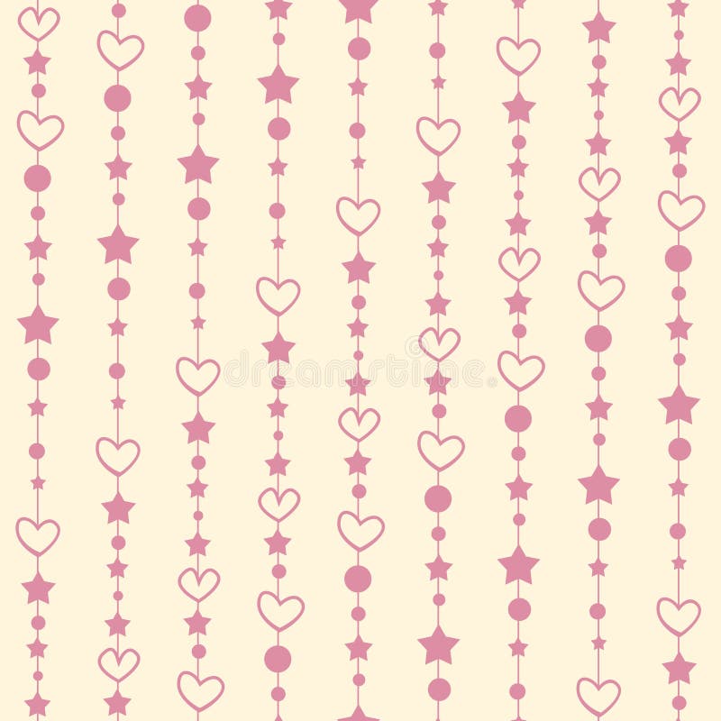 Rows of Hearts and Stars. Vector Pattern of Repeating Connected Chains ...