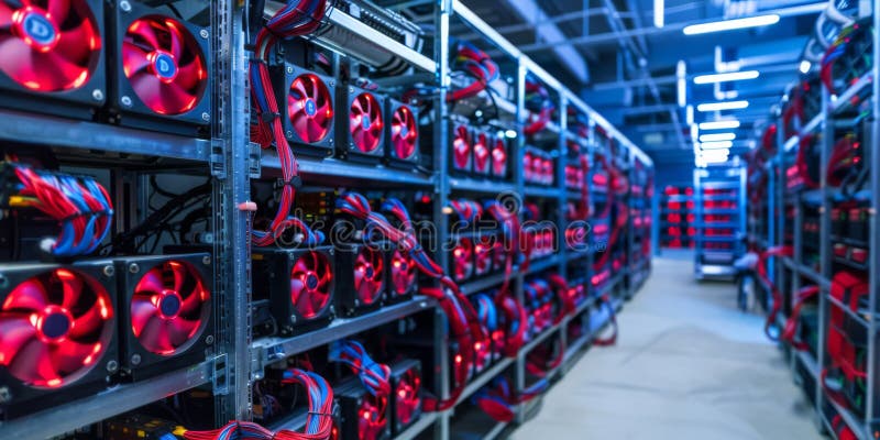 Rows of High-powered Computers Mining Cryptocurrency Stock Image ...