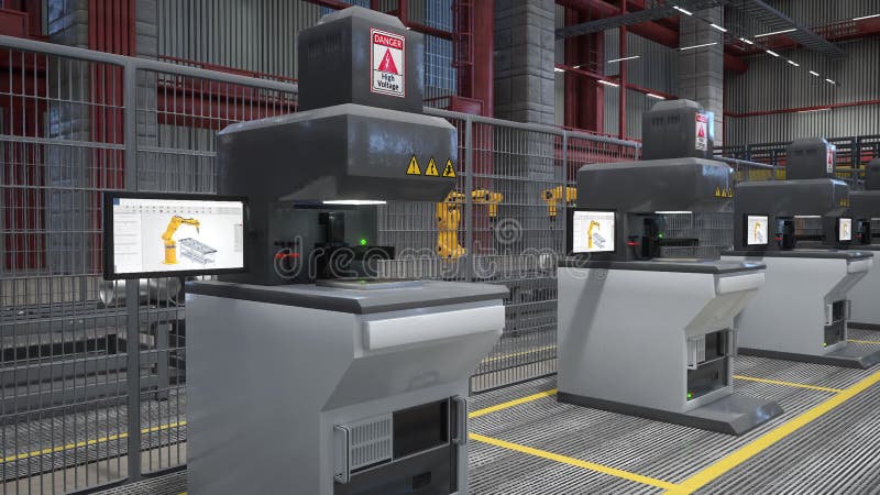 Rows of High Voltage Machines in Warehouse Respecting Safety Measures ...