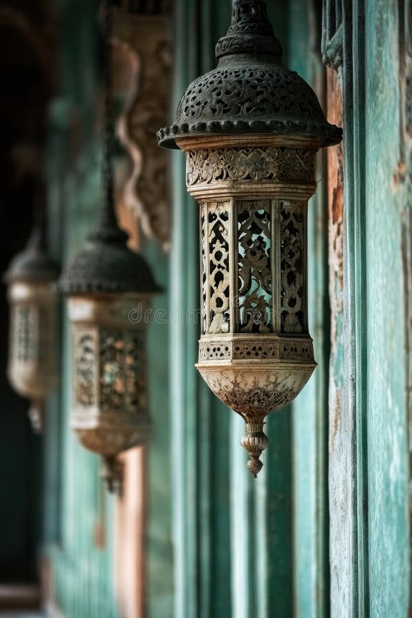 Rows of Lanterns Hanging from a Building S Side, Providing Warm Light ...