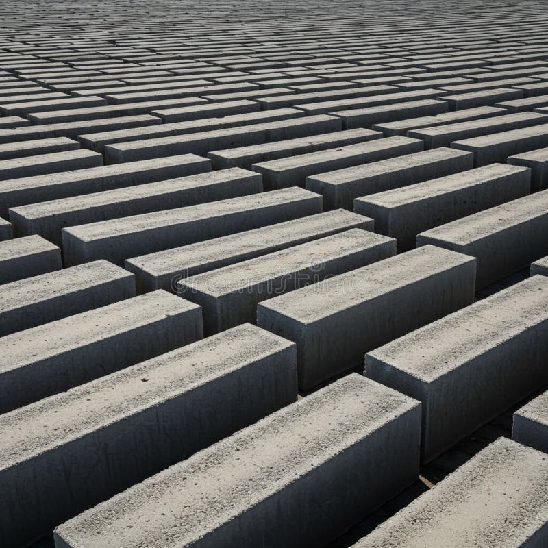 Rows of Large, Concrete Rectangular Prisms are Tightly Arranged on a ...