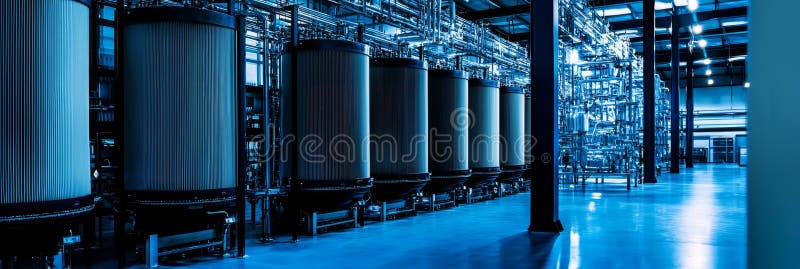 Rows of Large Cylindrical Membrane Filters in a Warehouse-like Setting ...