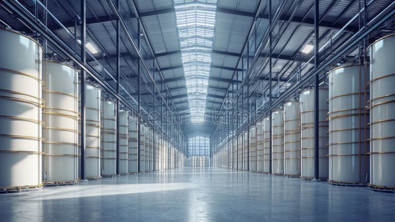 Rows of Large Cylindrical Membrane Filters in a Warehouse-like Setting ...