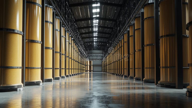 Rows of Large Cylindrical Membrane Filters in a Warehouse-like Setting ...
