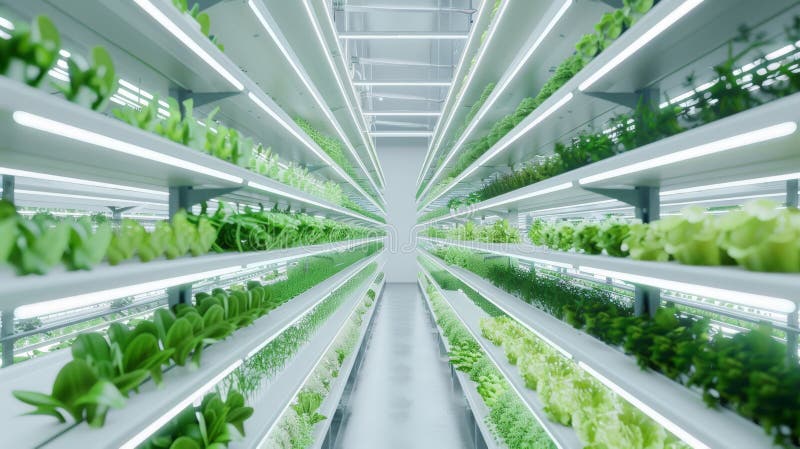 Indoor Vertical Farm Led Lighting Growing Leafy Greens Stock Photos ...