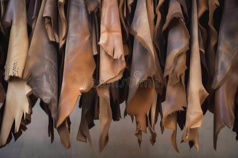 Rows of Leather Hides Hanging in a Drying Room Stock Photo - Image of ...
