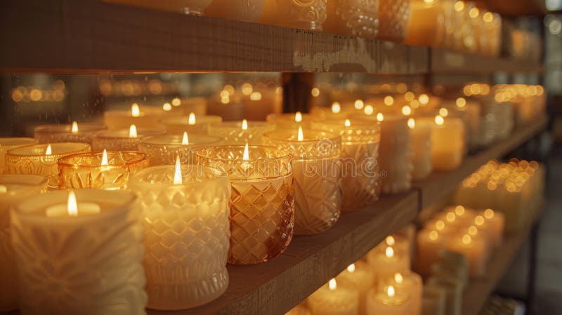 Rows of Lit Candles in Holders. Stock Photo - Image of life, votive ...