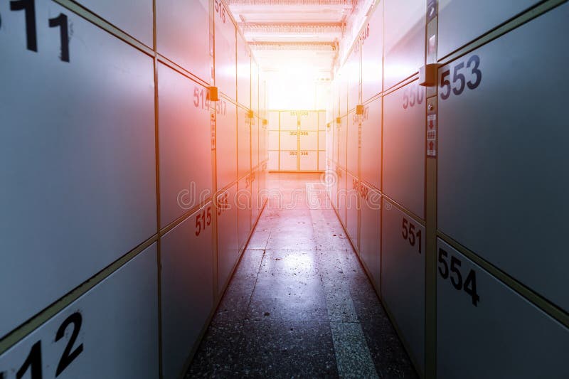 Rows of Lockers in Luggage Storage Room in the Station Stock Image ...