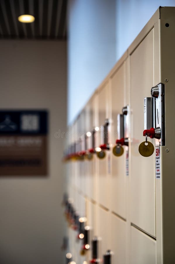 Rows of Lockers for Self-service Storage of Items at a Public Location ...