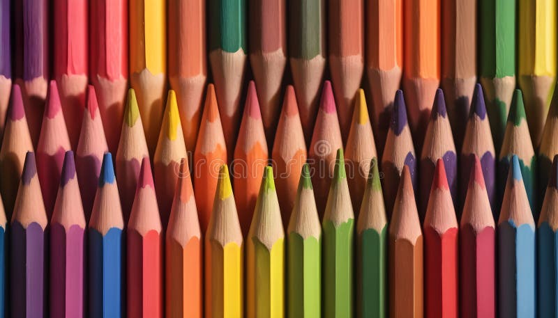 Rows of pencil crayons stock image. Image of crayon, school - 34733757
