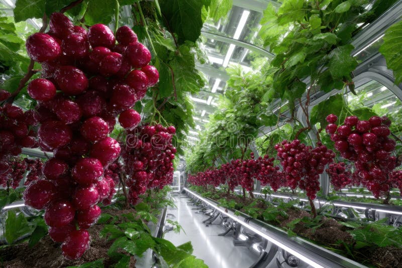 Hydroponic Grape Farming in a Modern Indoor Facility Showcasing Vibrant ...
