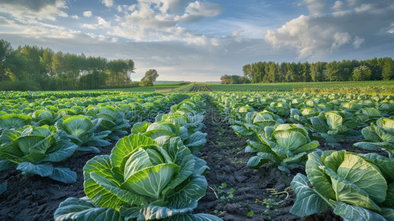 The Lush Cabbage Field.AI Generated Image Stock Photo - Image of ...