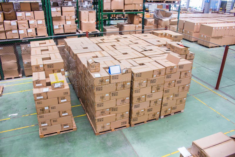 Rows of Material Boxes or Product Boxes in Warehouse Area Stock Image ...