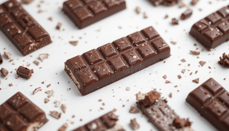Rows of Milk Chocolate Bars Arranged on a White Surface Generated Stock ...