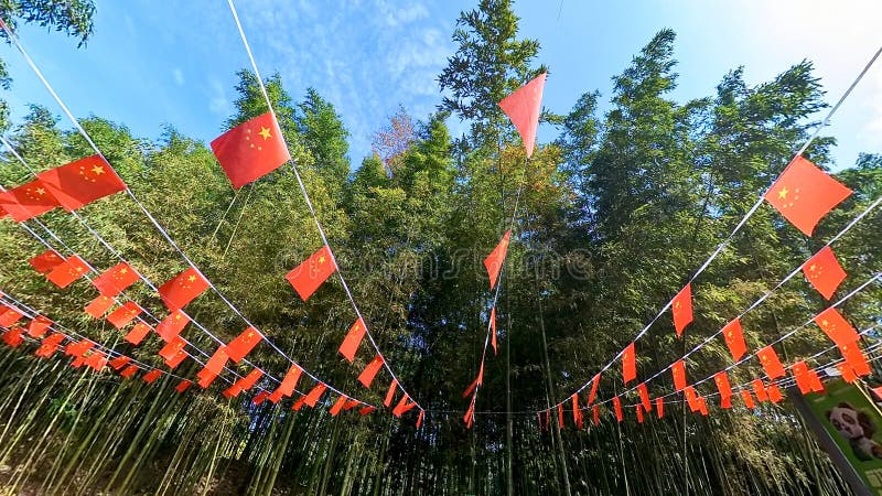 Rows of Mini China National Flags Flying in the Sky Stock Photo - Image ...