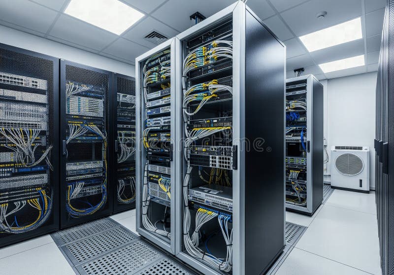 Modern Data Center Server Rack Network Cables Stock Illustrations ...