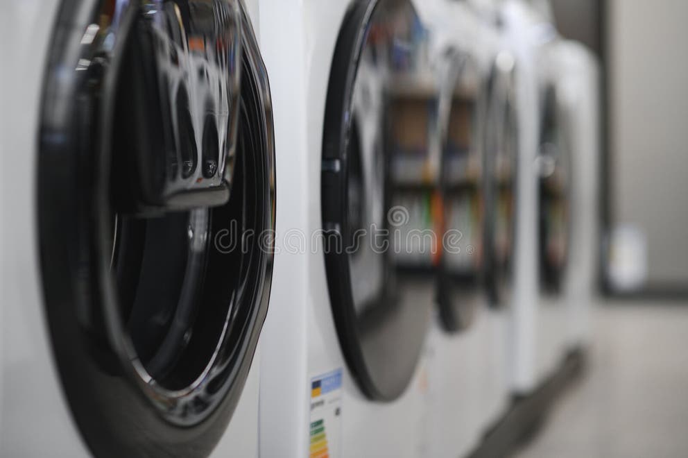 Rows of Modern Washing Machines in a Store Stock Image - Image of ...