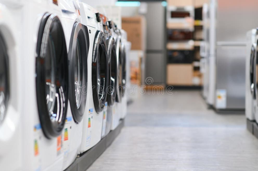 Rows of Modern Washing Machines in a Store Stock Image - Image of ...