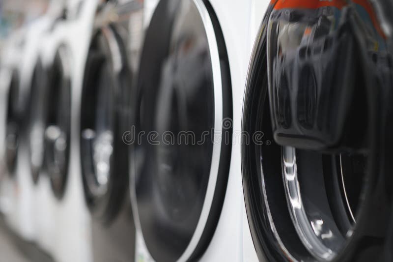 Rows of Modern Washing Machines in a Store Stock Image - Image of ...