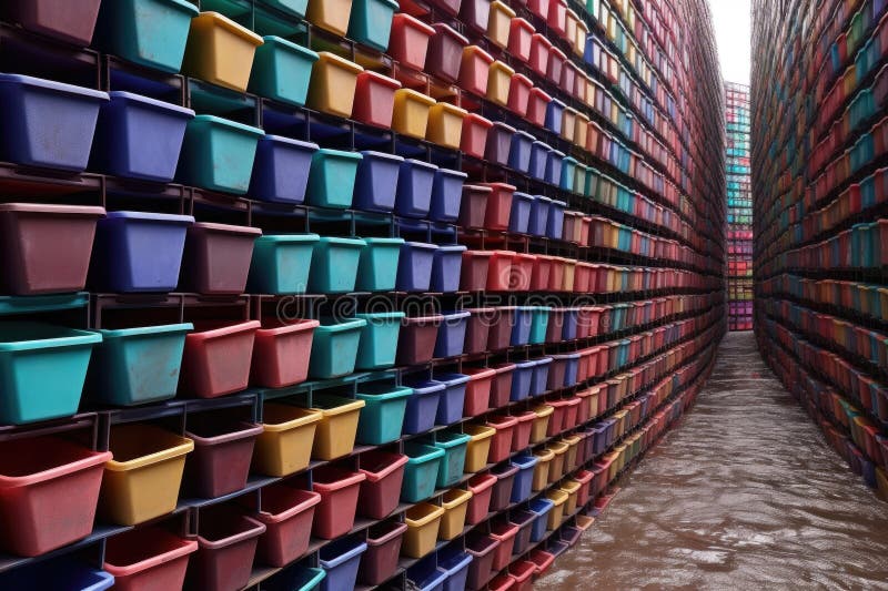 Rows of Multi-colored Storage Containers Stock Illustration ...