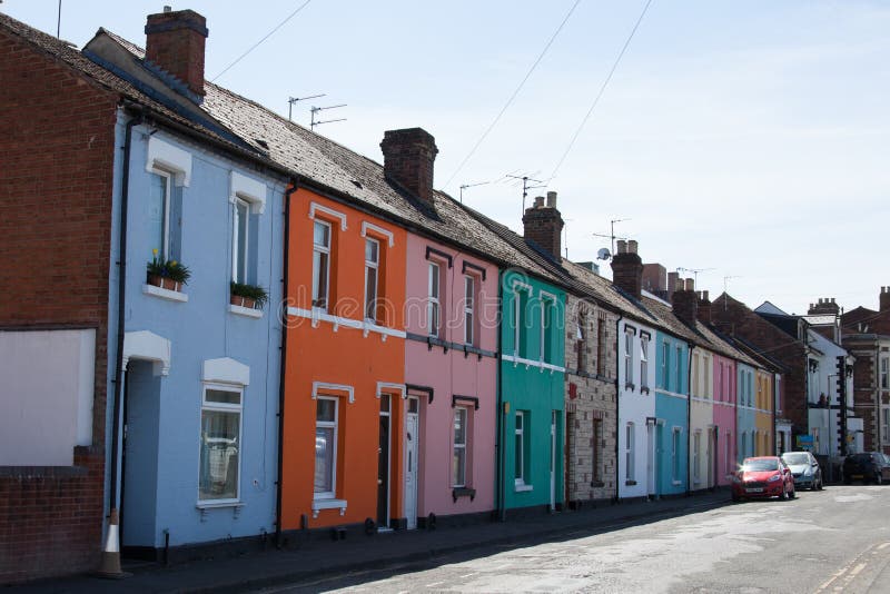 Rows of Multi Coloured Housing in Gloucester in the United Kingdom ...