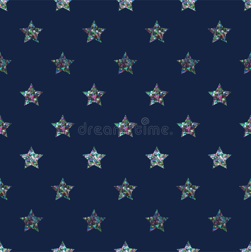 Multicolor Glitter Stars Seamless Pattern Stock Vector - Illustration ...