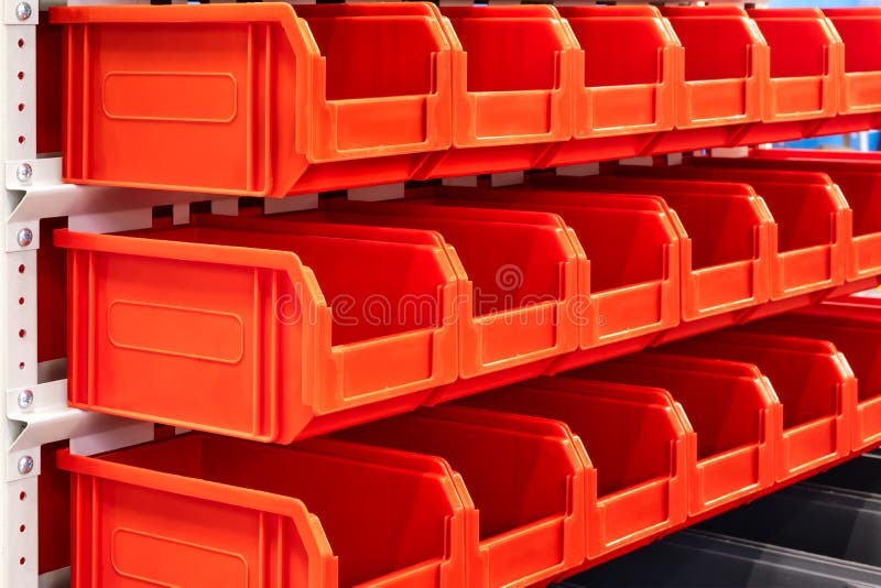 Rows of Multicolored Plastic Boxes for Components Stock Photo - Image ...