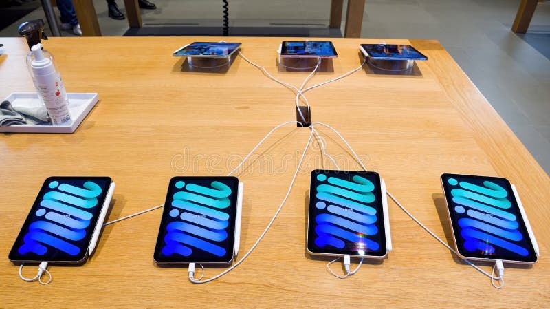 Rows of Multiple IPad Mini Pro Computer Tablets Computers Inside ...