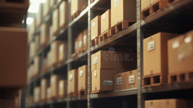 Organized Warehouse Storage of Cardboard Boxes. AI Generated Stock ...