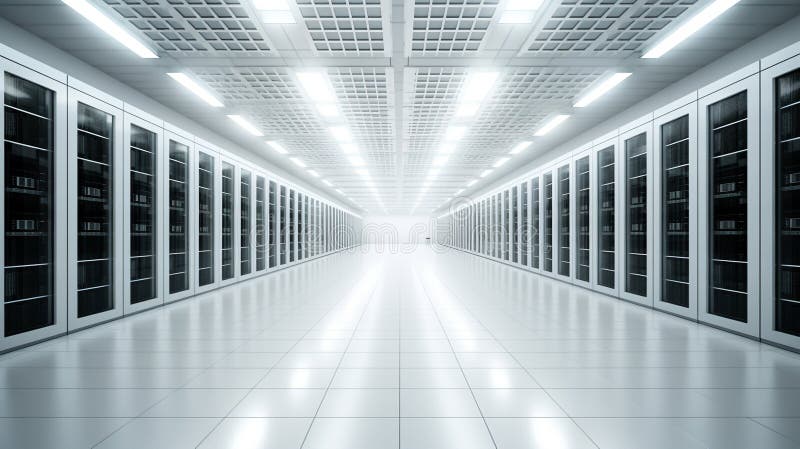 Rows of network servers stock illustration. Illustration of cloud ...
