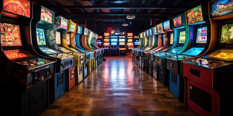 Rows of Old Arcade Machines , Concept of Nostalgic Gaming Stock ...