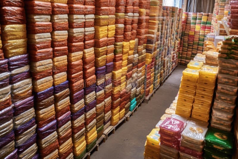 Rows of Packaged Food Ready for Shipment on Pallets Stock Illustration ...