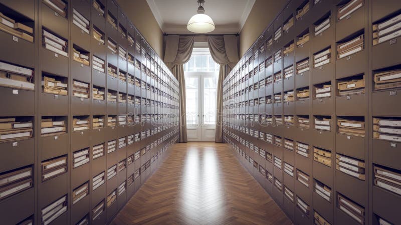 Rows of Packed Filing Cabinets Creating a Sense Stock Illustration ...