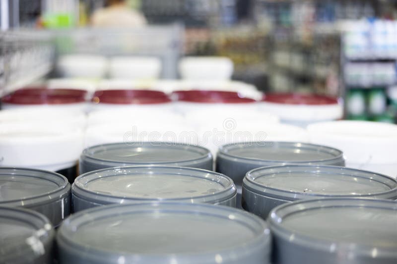 Rows Paint Cans Building Materials Store Stock Photos - Free & Royalty ...