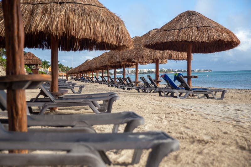 Rows of Palapas stock image. Image of palapa, secluded - 280561199
