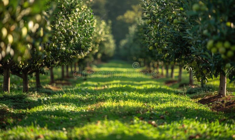 Rows of Pear Trees in an Orchard Stock Image - Image of farming ...