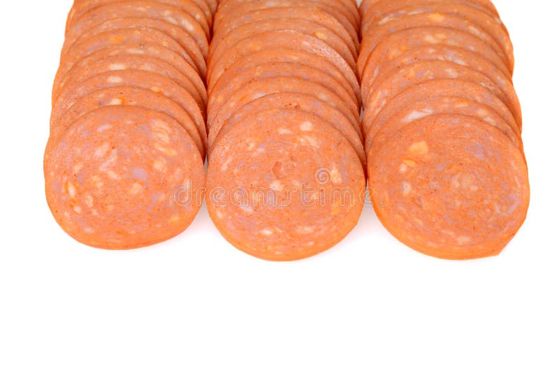 Rows of pepperoni stock photo. Image of closeup, breakfast - 30695306
