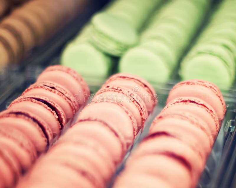 Rows of pink Macaroons stock image. Image of paris, macaroon - 46979655