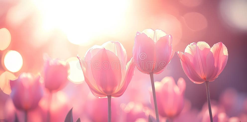 Rows upon Rows of Pink Tulips in Bloom Form an Impressive Pattern Stock ...