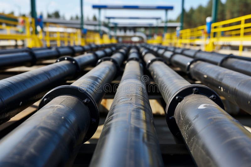 Rows of Pipelines at a Gas Distribution Station Stock Image - Image of ...