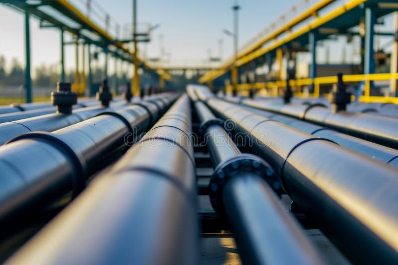 Rows of Pipelines at a Gas Distribution Station Stock Image - Image of ...