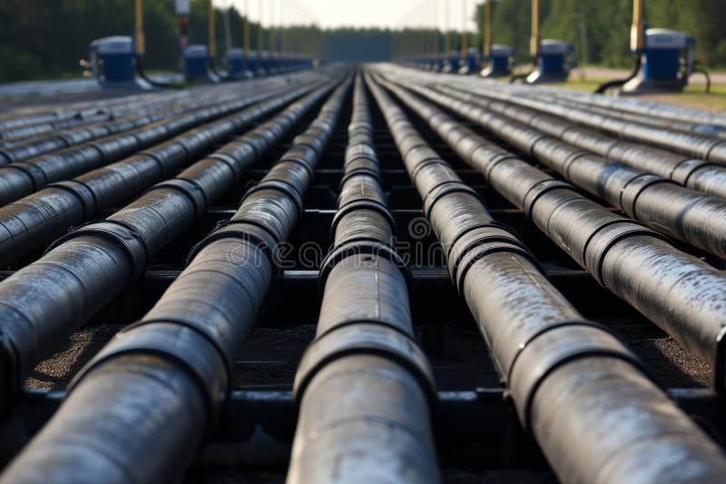 Rows of Pipelines at a Gas Distribution Station Stock Image - Image of ...