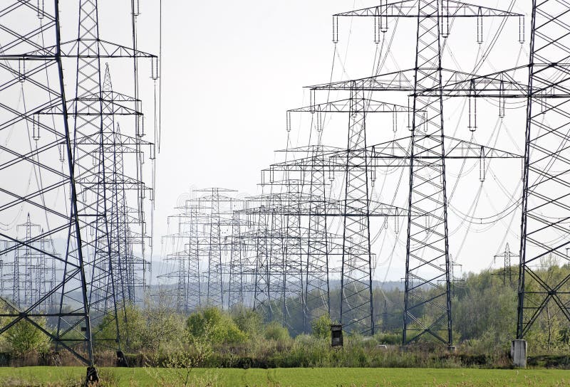 Rows of power poles stock image. Image of overhead, lattice - 53397537