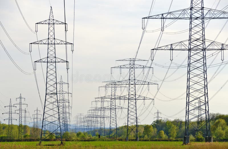 Rows of power poles stock image. Image of supply, power - 53398003