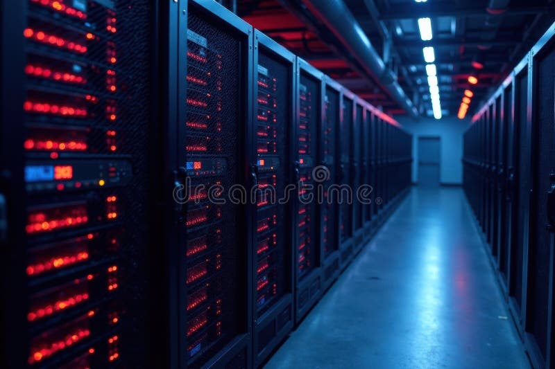 Rows of Powerful GPUs in a Cryptocurrency Mining Facility; Extensive ...