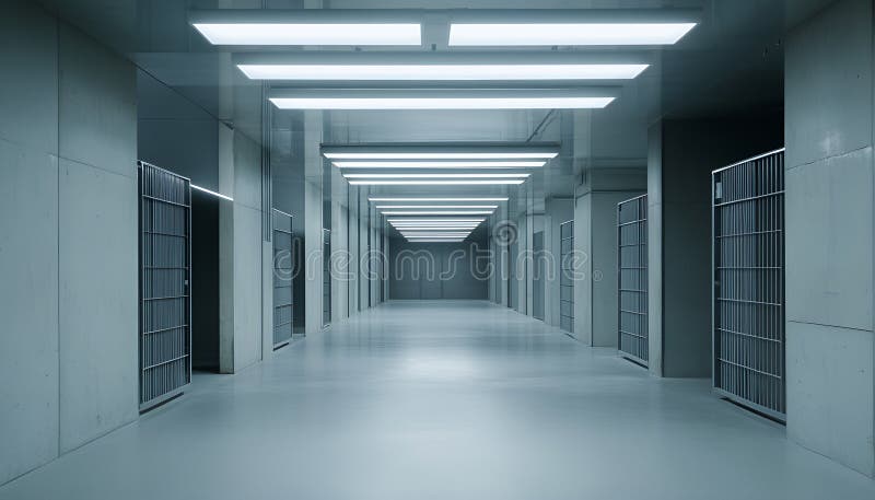 Rows of Prison Cells, Prison Interior Stock Image - Image of modern ...